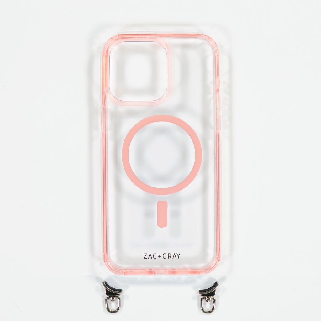 POWDER PINK TRANSPARENT CASE WITH STRAP - MAGSAFE – Zac+Gray